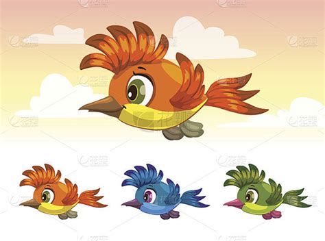 可爱的卡通小飞鸟