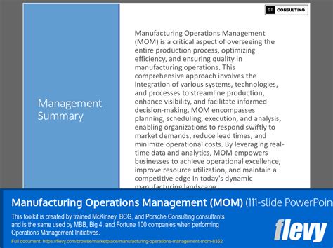 Manufacturing Operations Management Mom Ppt Slide Deck