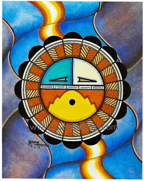 San Ildefonso Sun Symbol Art Print Native American Southwest Decor Etsy