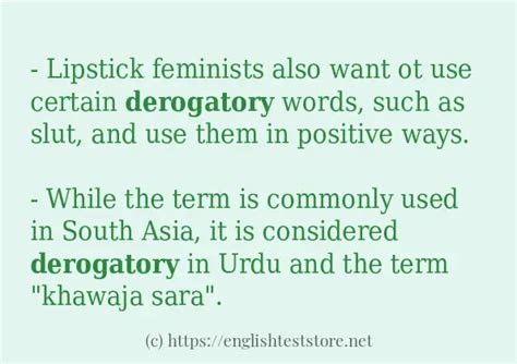 In Sentence Examples Of Derogatory Englishteststore Blog