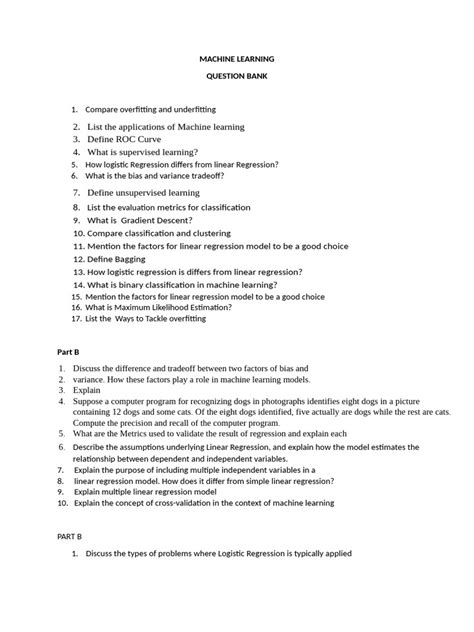 Machine Learning Qb Pdf Regression Analysis Linear Regression