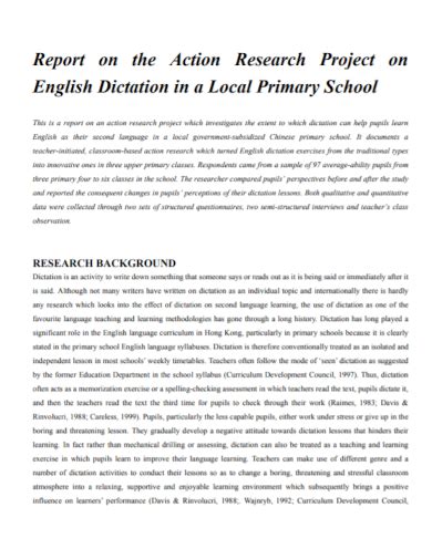 Free 10 Action Research Report Samples Project Terminal Classroom