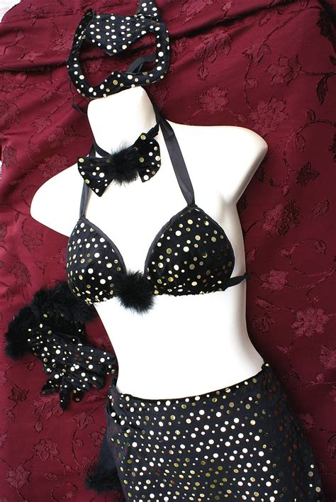 New Sexy Feline Kitty Pussycat 5 Piece Complete Costume Velvet
