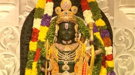 Ayodhya Ram Mandir Pran Pratishthan First Glimpse Of Lord Ram`s Majestic Idol At Ayodhya Temple