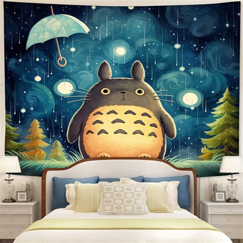 Totoro Starry Night Tapestry Room Decor