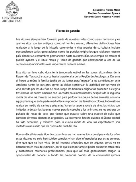 Ritual Aymara Floreo De Ganado Pdf