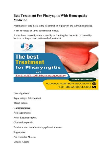 Best Treatment For Pharyngitis With Homeopathy Medicine Pdf