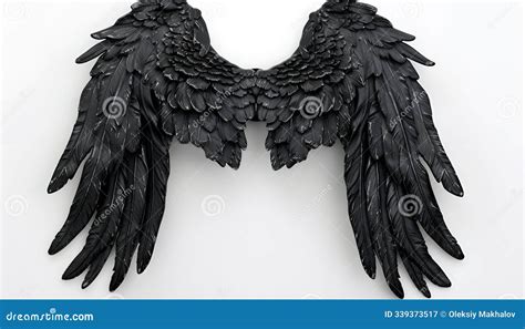 Angel Or Daemon Black Wing Isolated On White Background Royalty Free