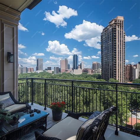 A Balcony With A View Of A City And A View Of The City Premium Ai Generated Image