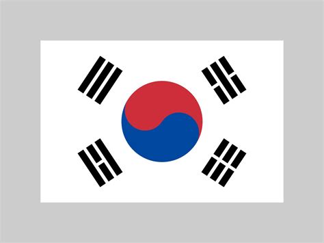 South Korea Flag Official Colors And Proportion Vector Illustration
