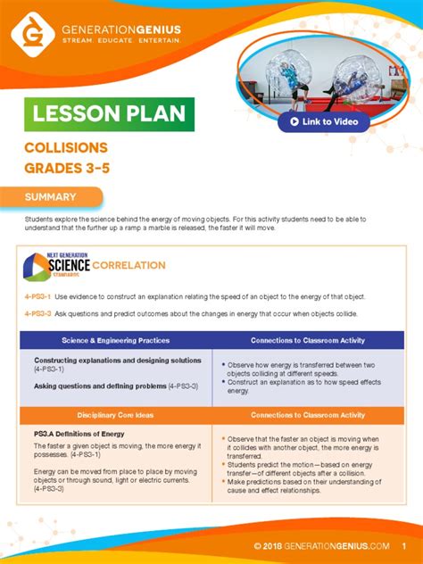 Collisions Lesson Plan Gg Pdf Collision Heat