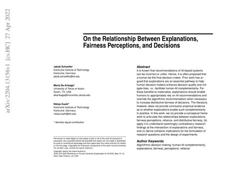 Pdf On The Relationship Between Explanations Fairness Perceptions