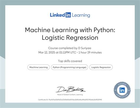 Just Finished The Course “machine Learning With Python Logistic