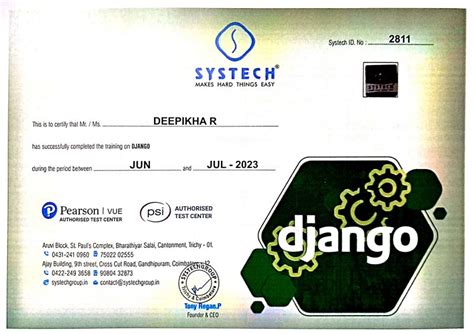 Systechcertified Djangodeveloper Achievementunlocked Deepikha R