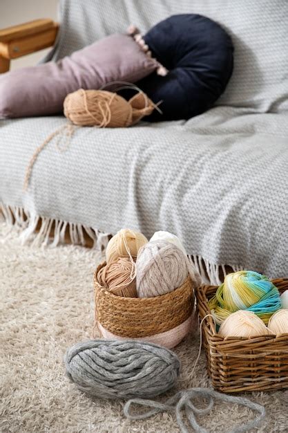 Free Photo High Angle Knitting Yarns Arrangement