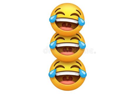 Three Stacked Laughing Emoji Faces With Tears Of Joy And Blue Eyes