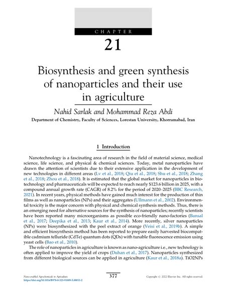 PDF Biosynthesis And Green Synthesis Of Nanoparticles And Their Use In Agriculture
