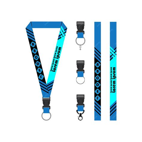 Premium Vector Blue Line Lanyard Template Set