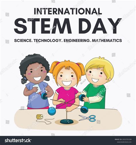 International Stem Day White Aesthetic Background Stock Vector Royalty
