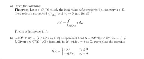 Solved a) Prove the following: Theorem. Let u∈C0(Ω) satisfy | Chegg.com