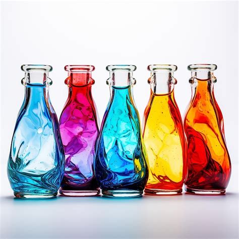 Premium Photo Bright Colors Of Liquid In Multicolored Glass Bottles