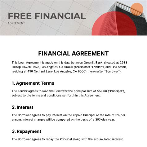 Free Binding Financial Agreement Template