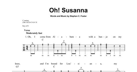 Oh Susanna Banjo Tab Print Sheet Music Now