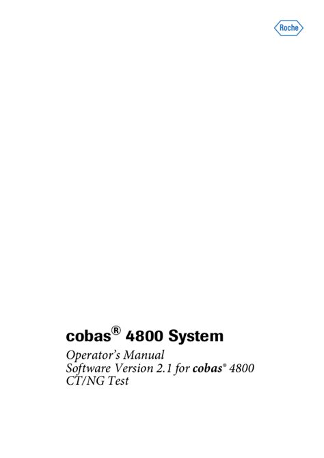 Roche Cobas 4800 Operators Manual