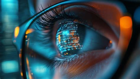 Futuristic Image Of Glasses Reflecting Digital Data Visualization With Advanced Coding And