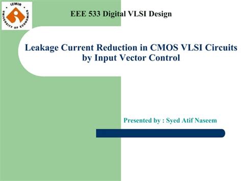 Reduction In Current Leakage In Cmos Vlsi Circuits Pdf Physics Science