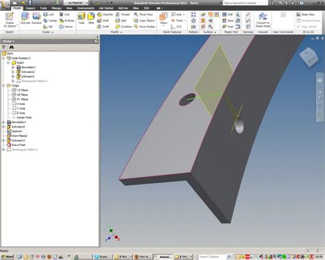 how to pattern a hole in a curve surface autodesk inventor autocad