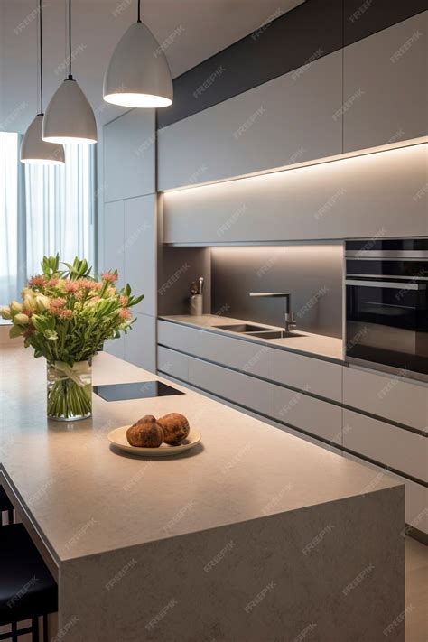 미니멀리즘 주방 인테리어 디자인 Ai 생성 이미지