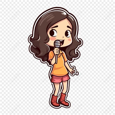 마이크를 들고 애니메이션 만화 소녀 벡터상표메이크 Png 일러스트 무료 다운로드 Lovepik