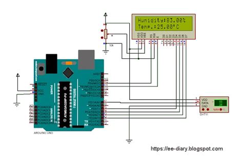 LCD Display Of Temperature And Humidity Using DHT Arduino With Code Ee Diary