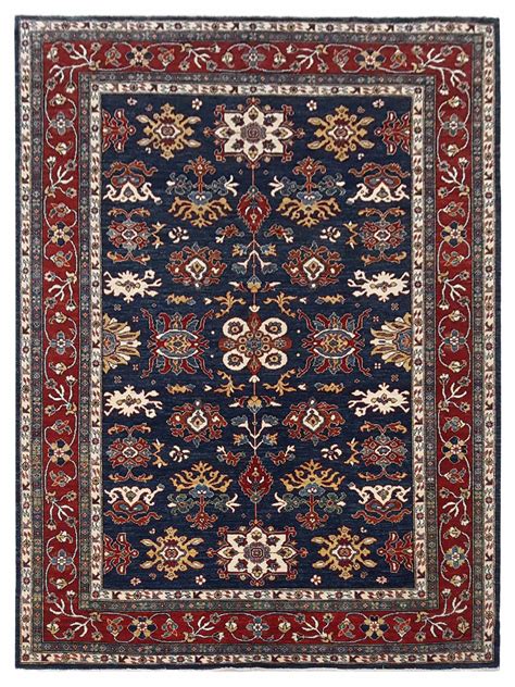 Pacific Ziegler 41778 Navy Red Transitional Hand Knotted Rug Pacific Rugs