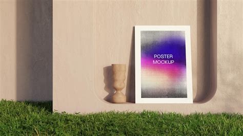 Premium Psd 3d Poster Mockup Grass