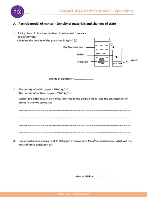 AQA Physics - Particle Model of Matter - GraspIT - GCSE - WRITING SPACE | PDF | Gases | Heat