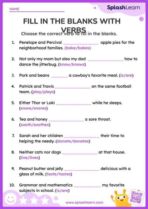 Fill In The Blanks With Verbs