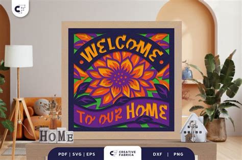 3 Sunflower Welcome Sign 3d Paper Cut Svg Designs And Graphics