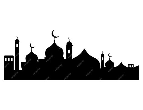 Premium Vector Black Mosque Silhouette For Islamic Background