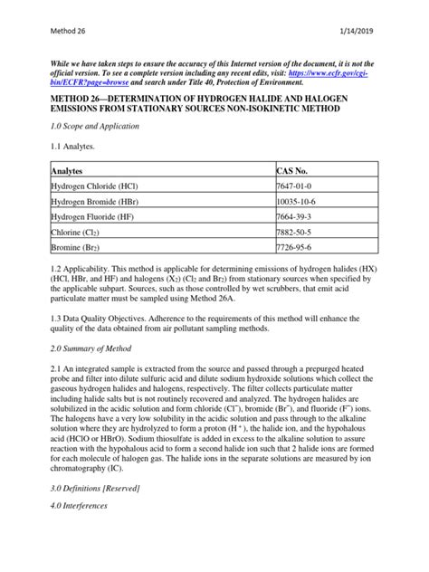Epa Method 26 Halide Emission Testing Pdf Chlorine Sodium Chloride