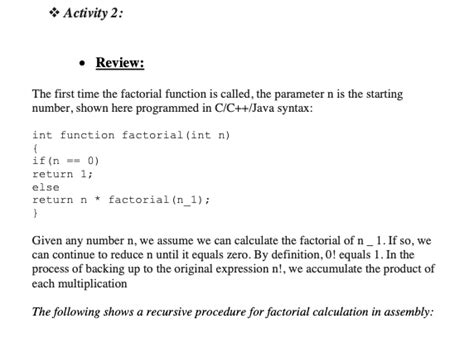 Solved Review The First Time The Factorial Function Is Chegg
