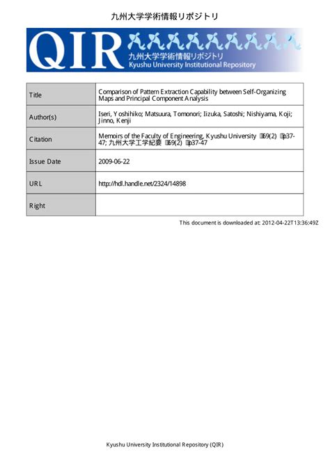 Pdf Comparison Of Pattern Extraction Capability Between Self Organizing Maps And Principal