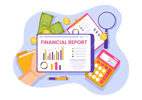 Premium Vector Financial Report Illustration With Data Charts And Diagrams On Finance