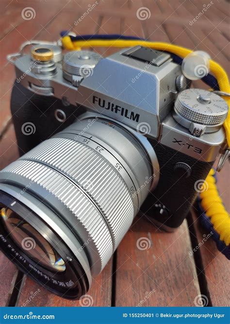 Fujifilm Camera With Fujinon Aspherical Lens Close-up On Black ...