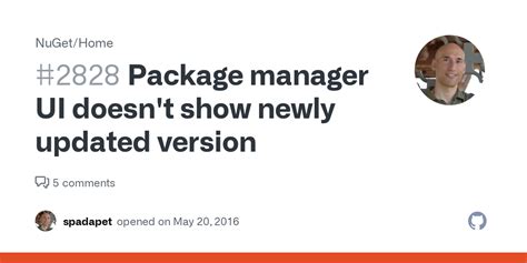 package manager ui doesn t show newly updated version · issue 2828