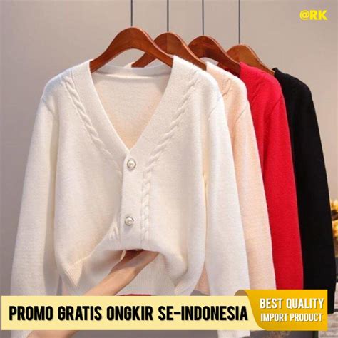 Jual Cardigan Cewek Korea Cargan Sweater All Match Kerah Wanita Mantel