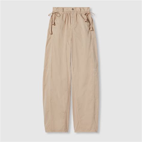 Cotton Twill Pants With Tie Sides In Dusty Pink Gucci® Us