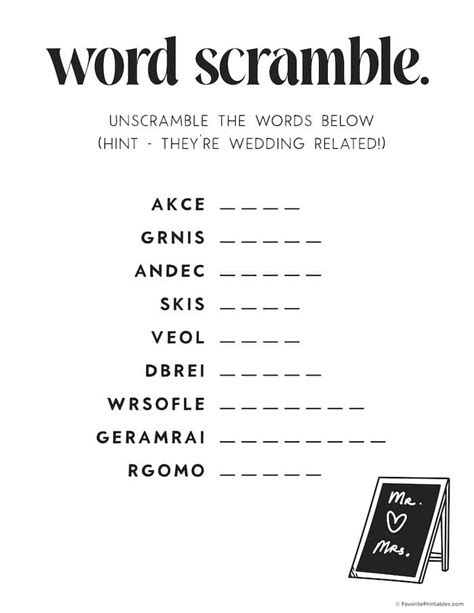 Free Printable Wedding Activity Sheets