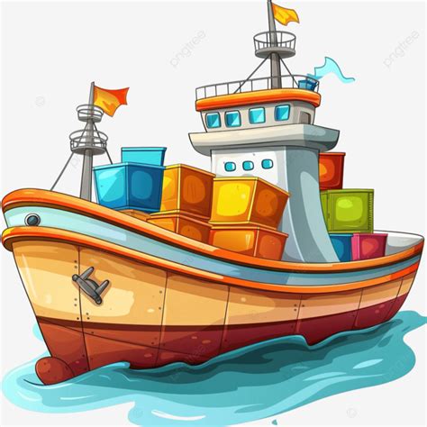 港口卡通有趣的貨船 船厂 海上 货船png去背圖片素材免費下載，免摳圖設計圖案下載 Pngtree